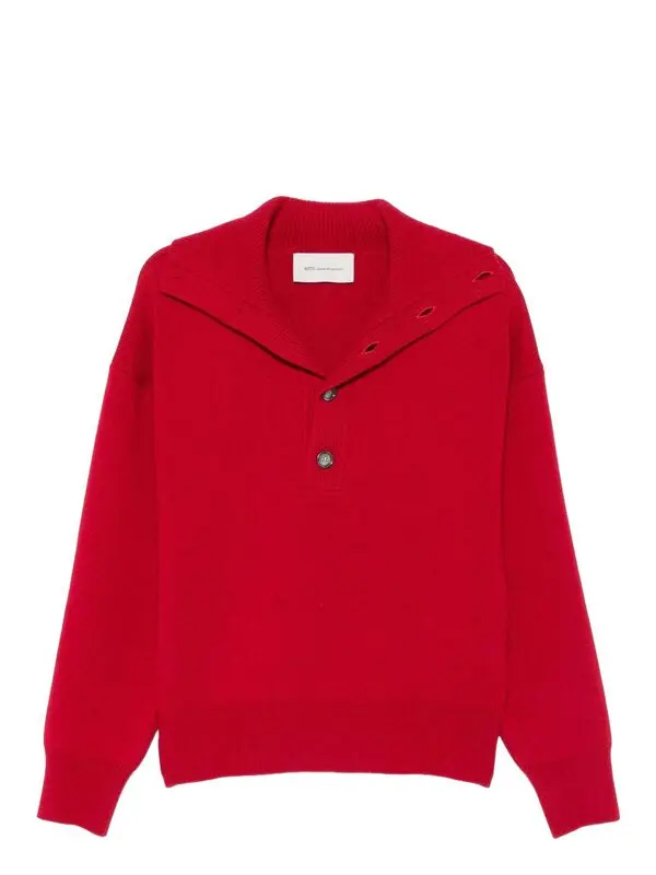 AMI Paris Wool Turtle Neck Sweater - Red