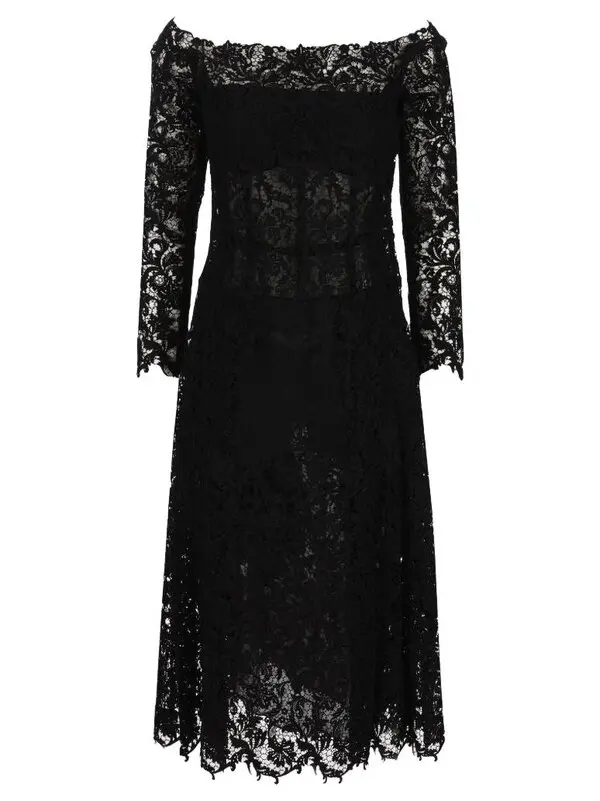 Fendi Macramé Lace Midi Dress - Black