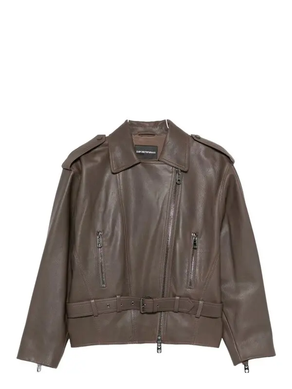 Emporio Armani Leather Jacket - Brown