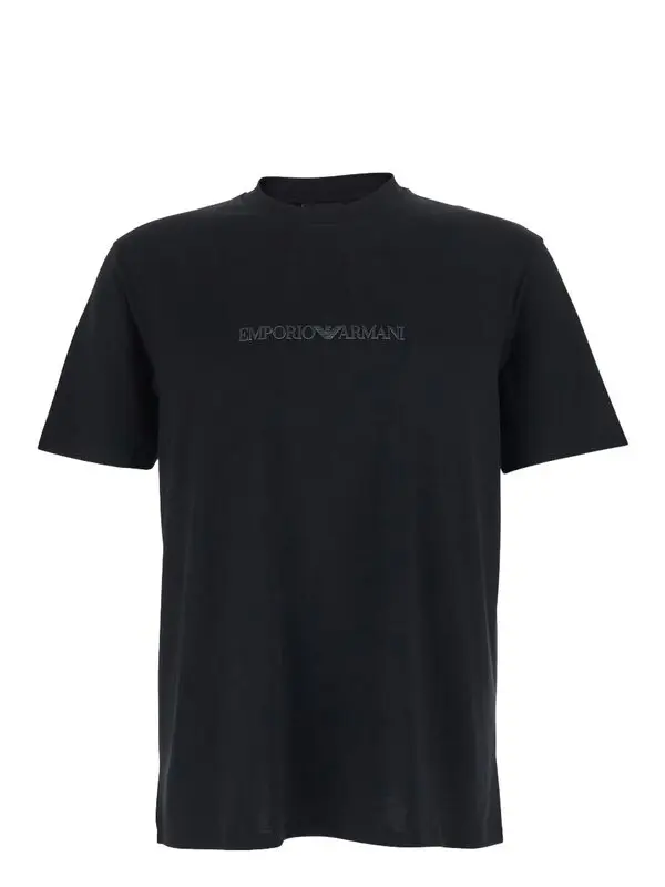 Emporio Armani Logo Cotton T Shirt - Black