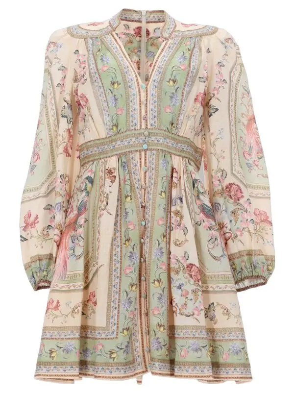 Zimmermann Mini Abito Scollato 'roselight - Multicolour