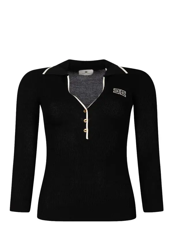 Elisabetta Franchi Wool Polo Shirt - Black