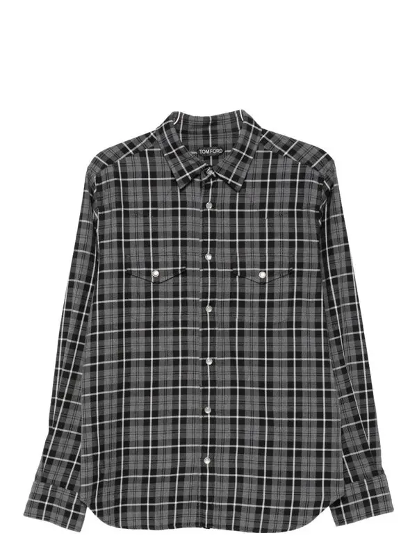 TOM FORD Checked Cotton Shirt - Grey