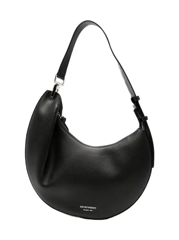 Emporio Armani Medium Leather Hobo Bag - Black
