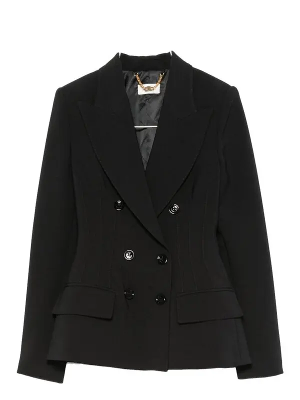 Elisabetta Franchi Double Breasted Jacket - Black