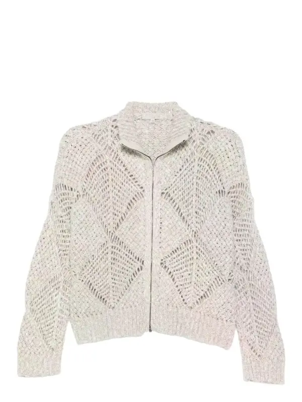 Antonelli Firenze Maira Sequin-embellished Open-knit Cardigan - Grey