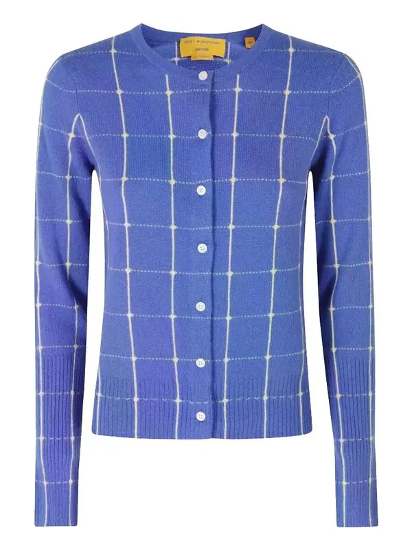 Guest In Residence Jane Check-pattern Button-up Cardigan - Blue