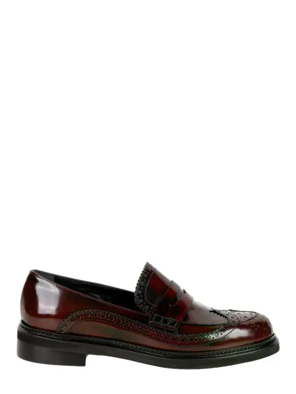 NAPOLEONI Bianca Brogue-detail Leather Loafers - Red