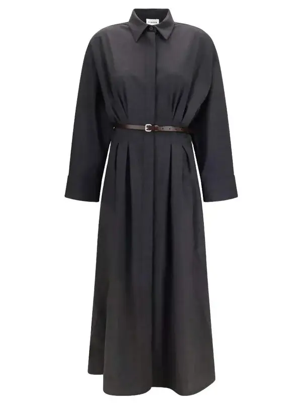 P.a.r.o.s.h Belted Pleated-waist Dress - Grey