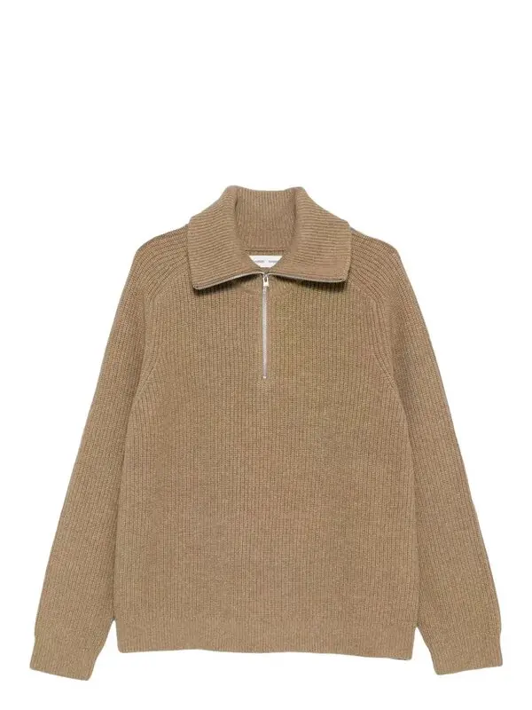Samsøe Samsøe Sarick Ribbed-knit Quarter-zip Sweater - Grey