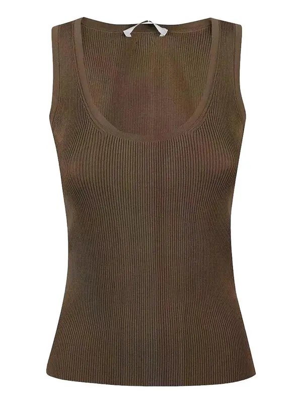Max Mara Ribbed-knit Top - Brown