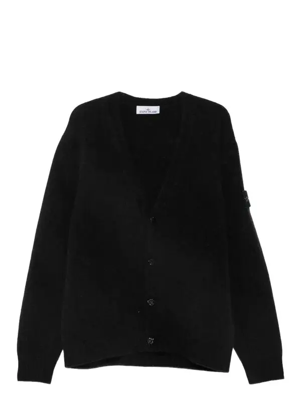 Stone Island Logo-patch V-neck Cardigan - Black
