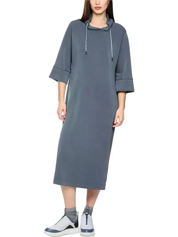 MARCCAIN Drawstring Hooded Midi Dress - Grey