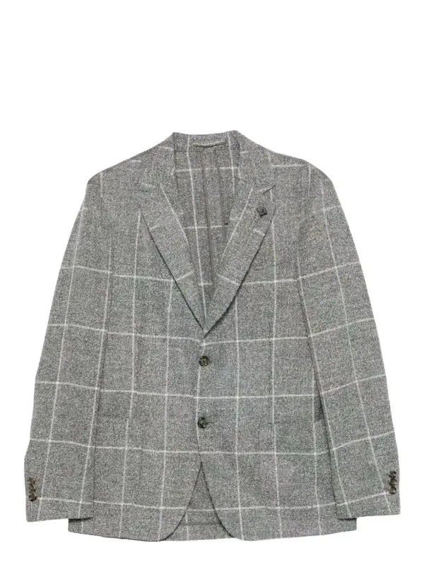 LARDINI Check-pattern Notched-lapel Jacket - Grey