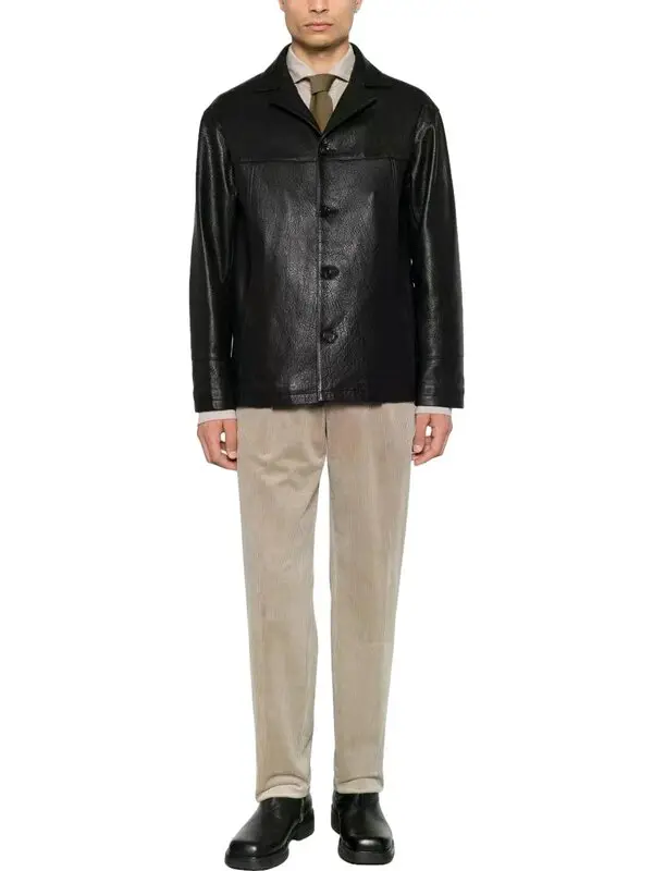 PROFUOMO Diagonal-stripe Spread-collar Shirt - Brown