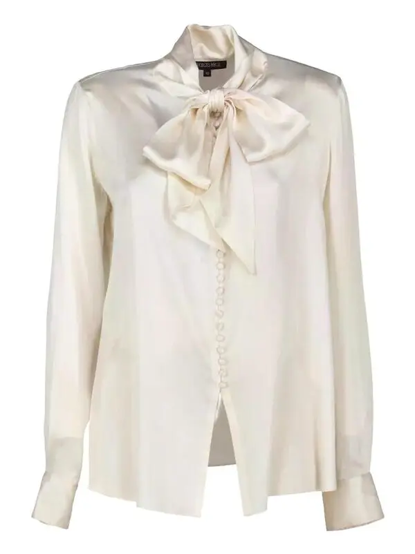 Vintage Pussy-bow Button-up Shirt - Neutrals