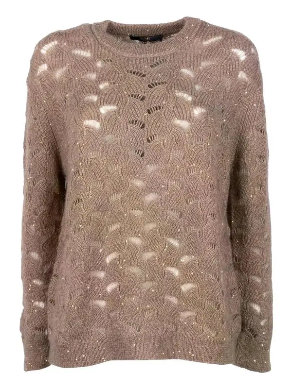 Seventy Sequin-embellished Open-knit Sweater - Neutrals