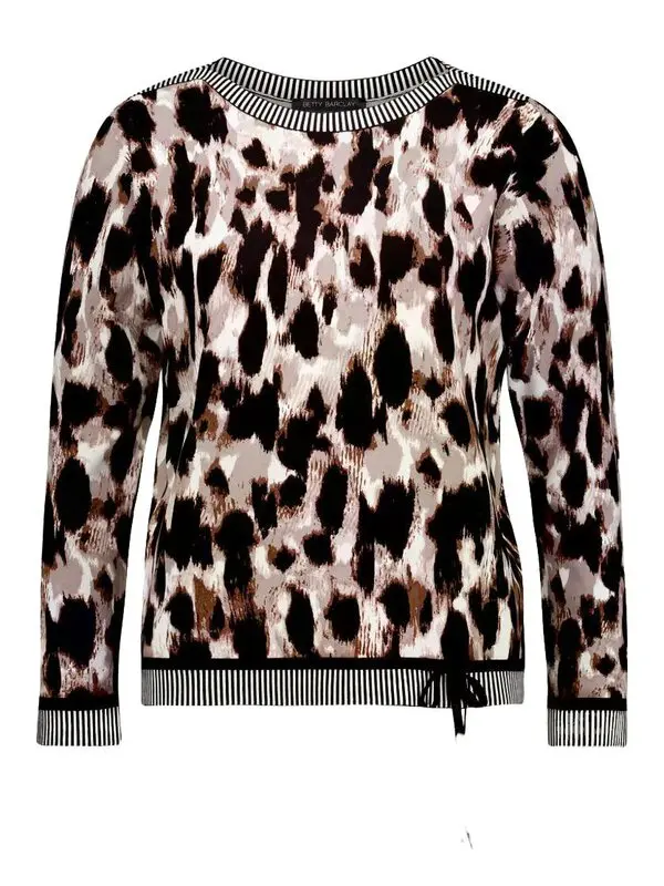 BETTY BARCLAY Leopard-print Drawstring Sweater - Neutrals