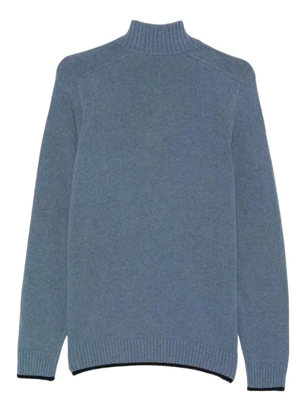 AROVESCIO Ribbed-knit Zip-fastening Sweater - Blue