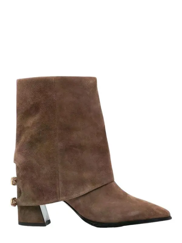 BRUNO PREMI Buckle-detail Pointed-toe Ankle Boots - Brown
