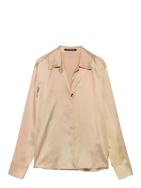 LUISA CERANO Satin-finish Button-down Shirt - Neutrals