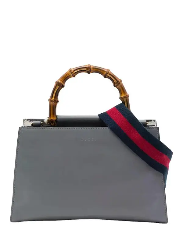 Gucci 2016-2026 Small Calfskin Bamboo Web Nymphaea Satchel - Grey