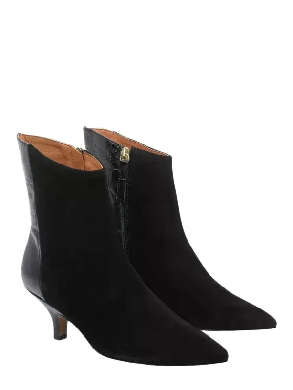ANGEL ALARCON Croc-effect Panelled Suede Boots - Black