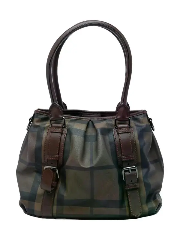 Burberry 2000-2017 Small Smoke Check Coated Canvas Northfield Satchel - Brown