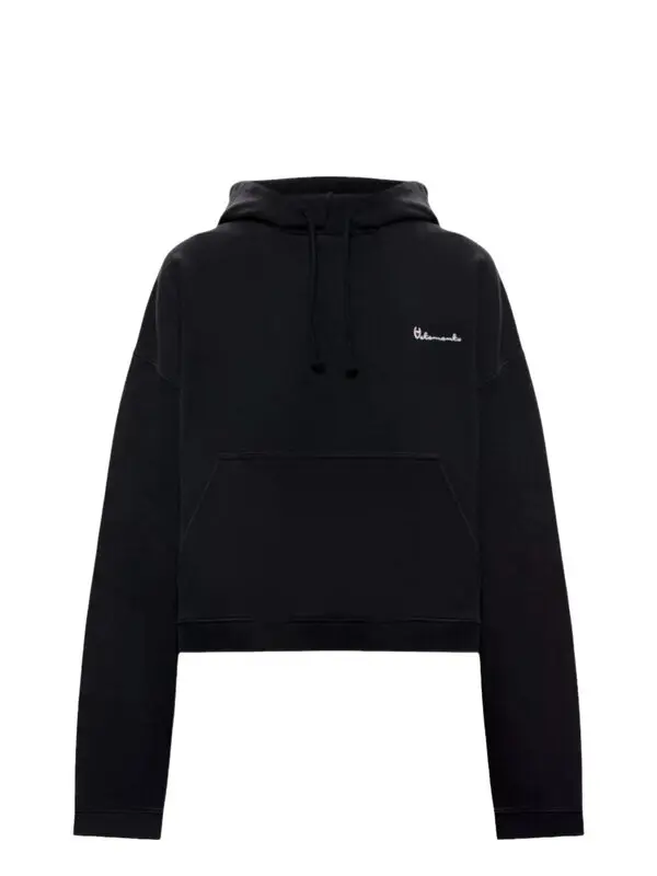 Vetements Logo-embroidered Cropped Hoodie - Black