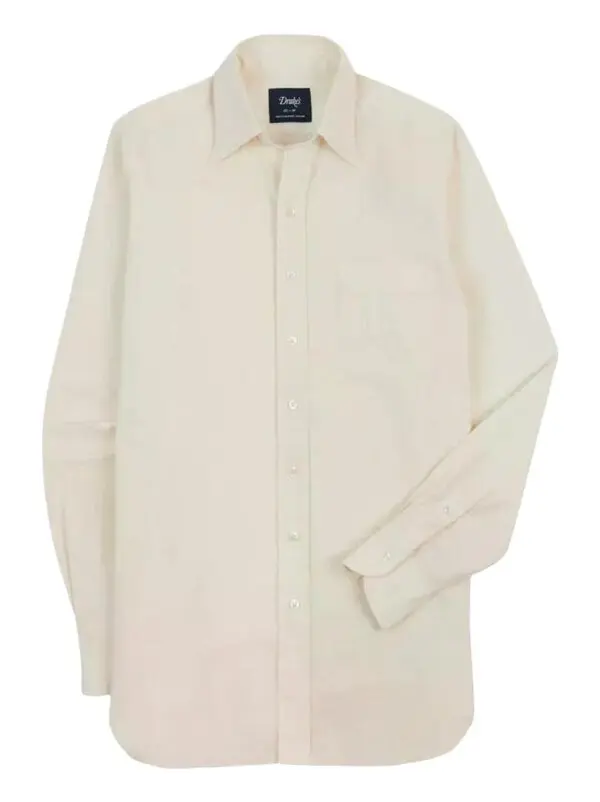 DRAKE'S Long Point-collar Shirt - Neutrals