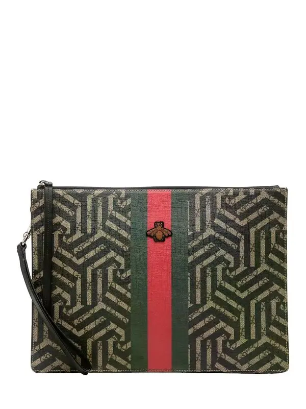 Gucci 2000-2015 Gg Supreme Caleido Web Bee Clutch Bag - Neutrals