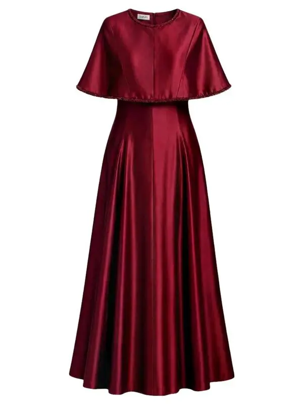 BARUNI Alya Cape-overlay A-line Maxi Dress - Red