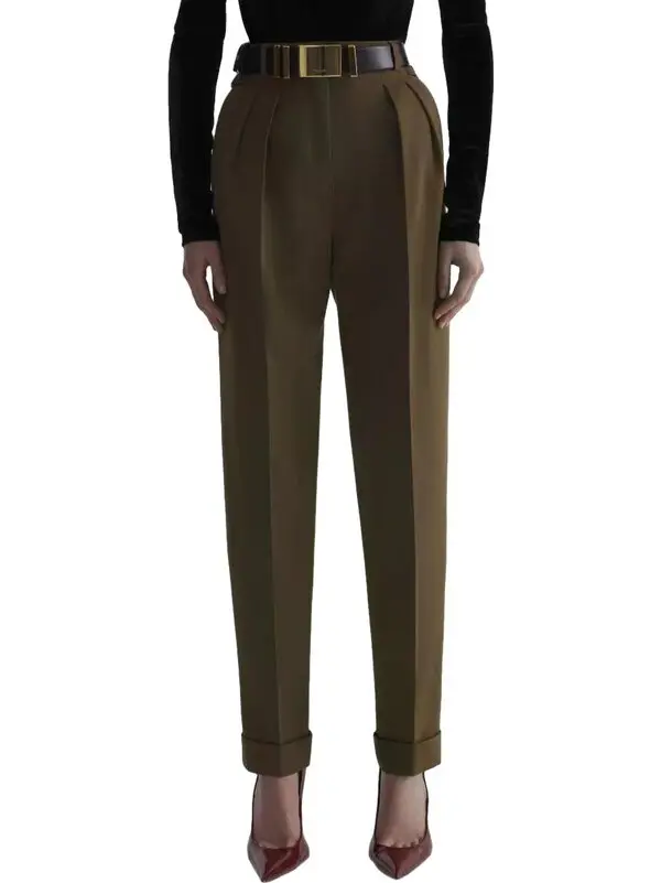 MUGLER Kaki Carrot Pants - Green