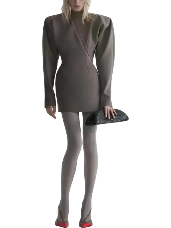MUGLER Taupe Mini Zipped Dress - Neutrals