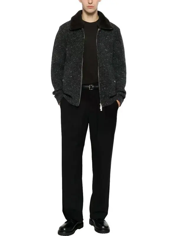 Eleventy Zip-up Ribbed-knit Jacket - Grey