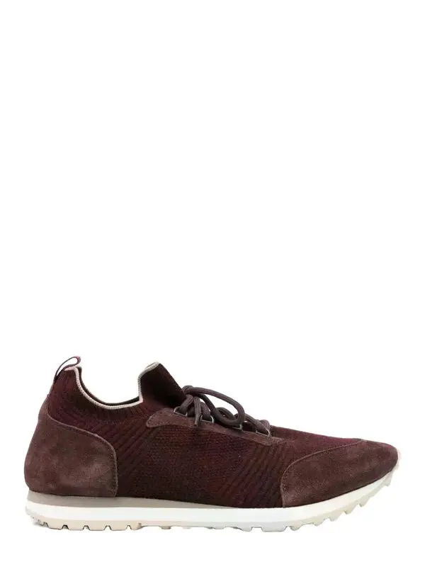 Eleventy Suede-panelled Knit Sneakers - Red