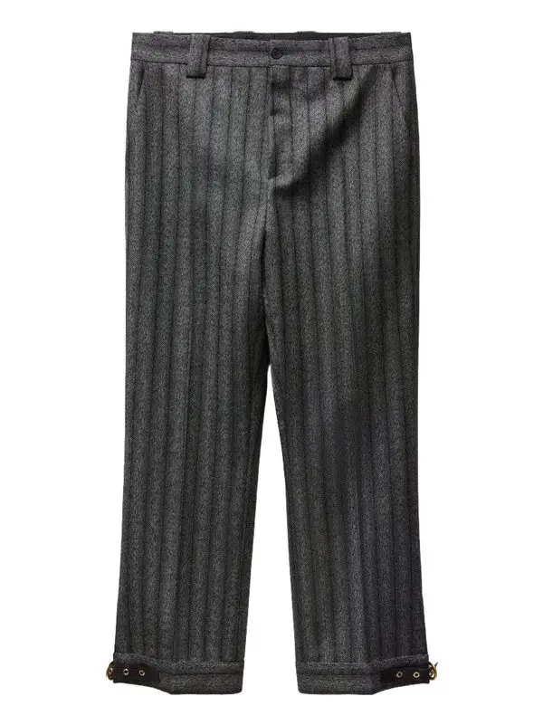 Versace Pinstripe Wool Twill Formal Pants - Grey