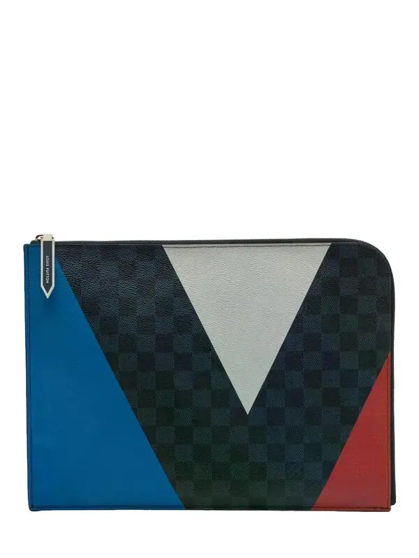 LOUIS VUITTON 2016 Damier Cobalt Americas Cup Pochette Jour Gm Clutch Bag - Blue
