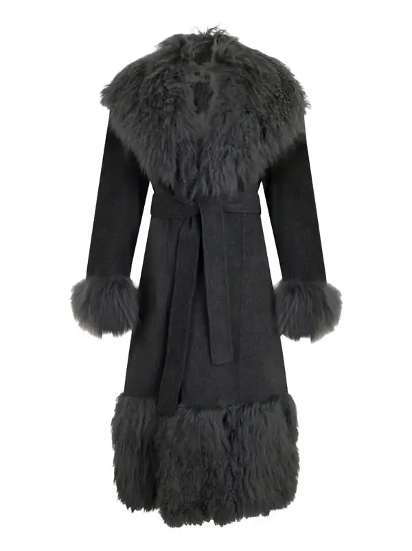 Giuseppe Di Morabito Shearling-trim Belted Coat - Grey