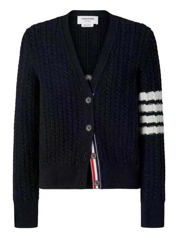 Thom Browne Merino-wool 4-bar Anchor-intarsia Cardigan - Blue