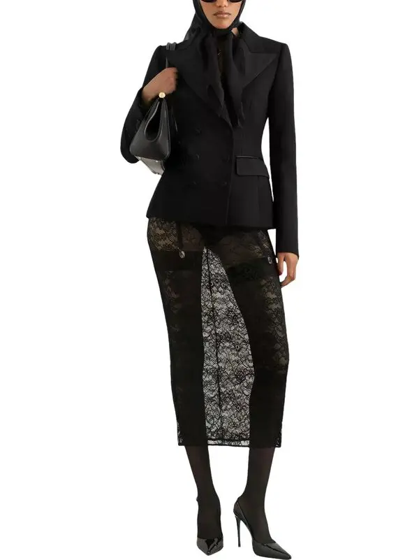 Dolce & Gabbana Wool Cady Double-breasted Jacket - Black