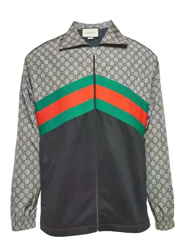 Gucci Gg-pattern Web-stripe Jacket - Grey