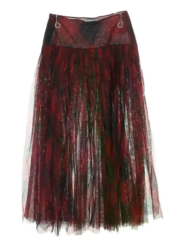 Dior 2010s Tulle Pleated Maxi Skirt - Red