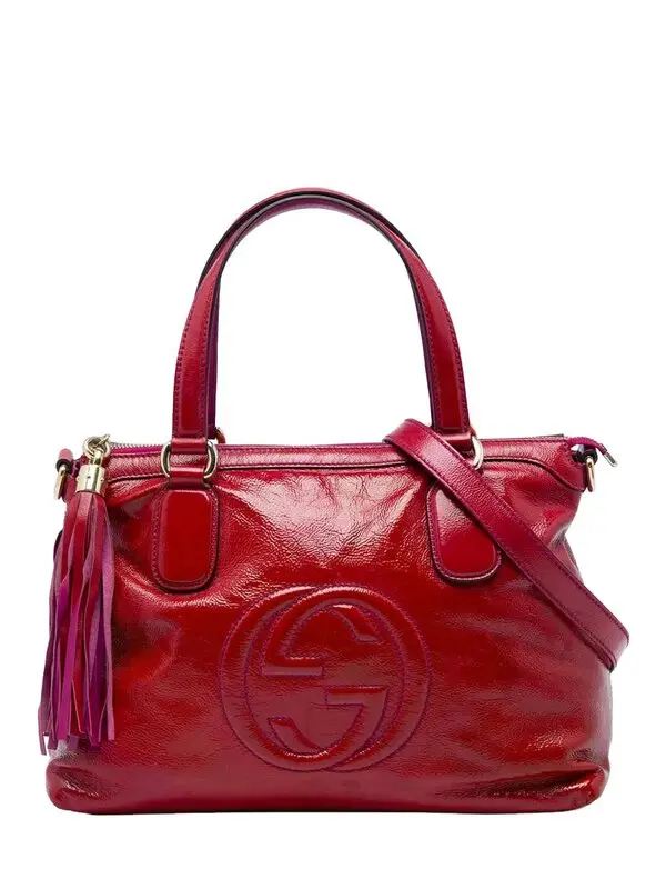 Gucci 2016-2026 Small Patent Soho Working Satchel - Red