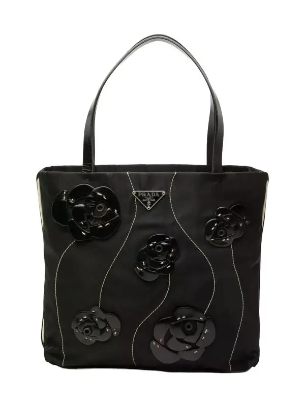 Prada 2000-2013 Tessuto Rosette Tote Bag - Black
