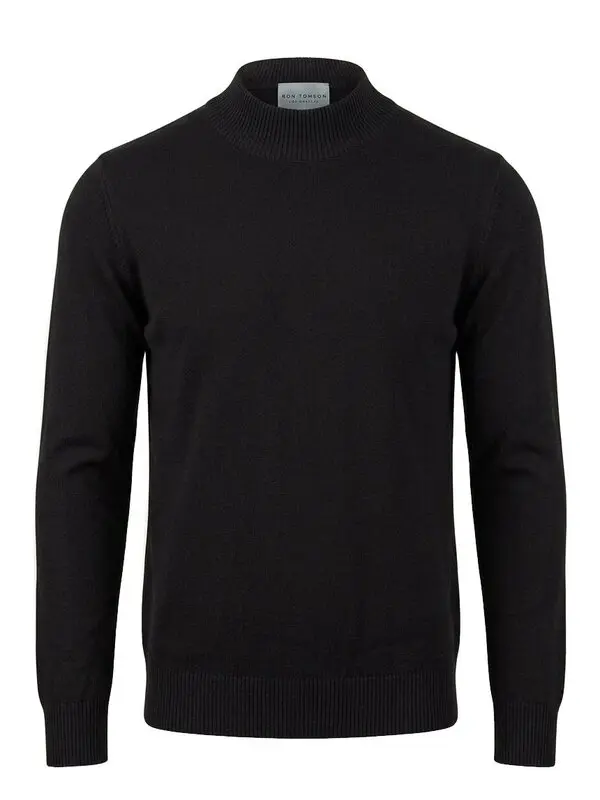 RON TOMSON Mock Neck Relaxed Sweater - Black