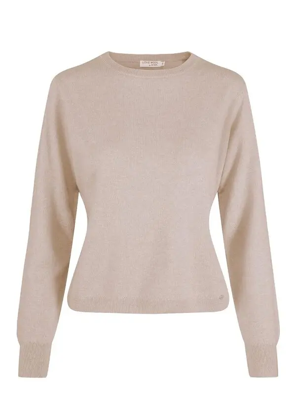 TIRILLM Neutrals Sasha Basic Cashmere Pullover With Round Neck, Light Melange - Beige