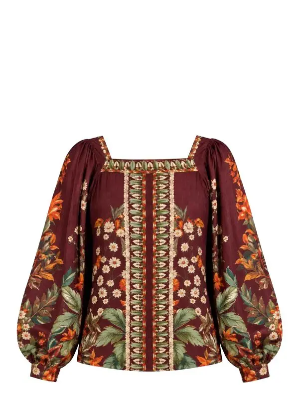 RAISHMA Harlow Top - Brown/red