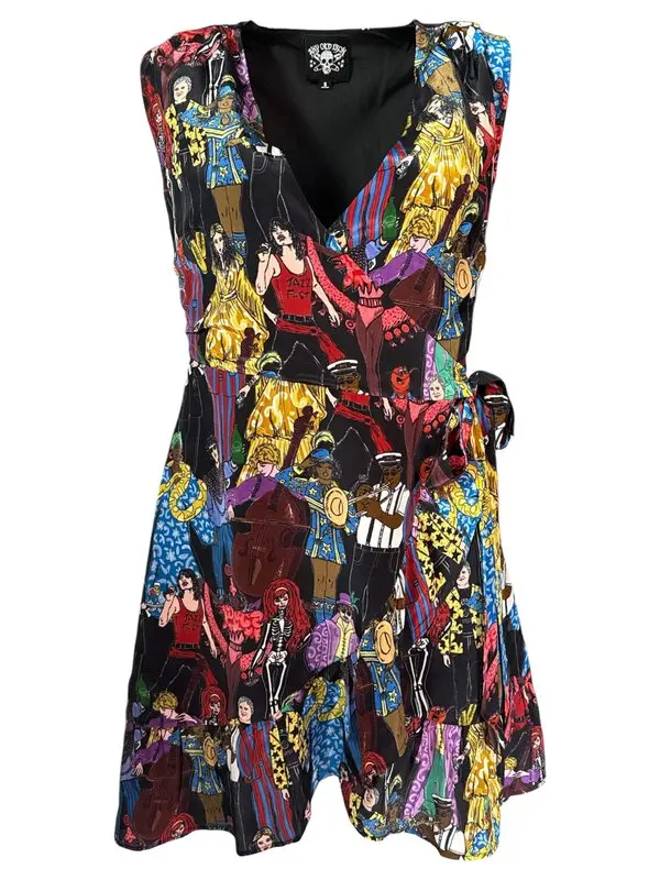 ANY OLD IRON Multicolor Nola Heroes Wrap Dress - Black/red