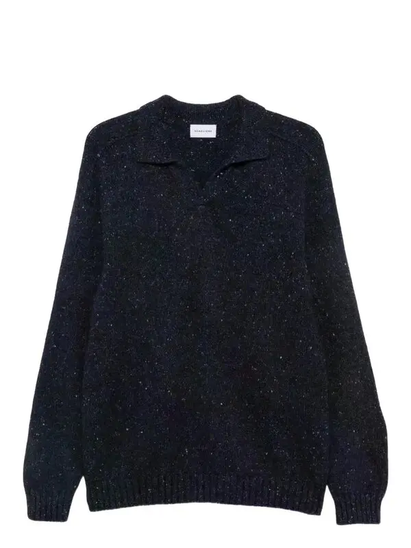 SCAGLIONE Flecked Polo-collar Sweater - Blue